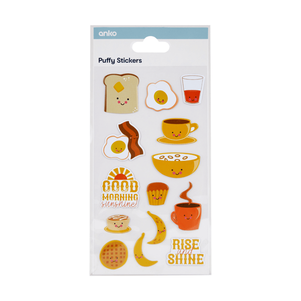 14 Piece Puffy Stickers, Breakfast - Anko | Target Australia