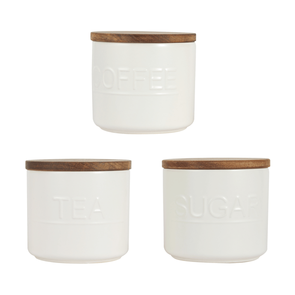 Set of 3 Off White Canisters with Acacia Lids - Anko | Target Australia