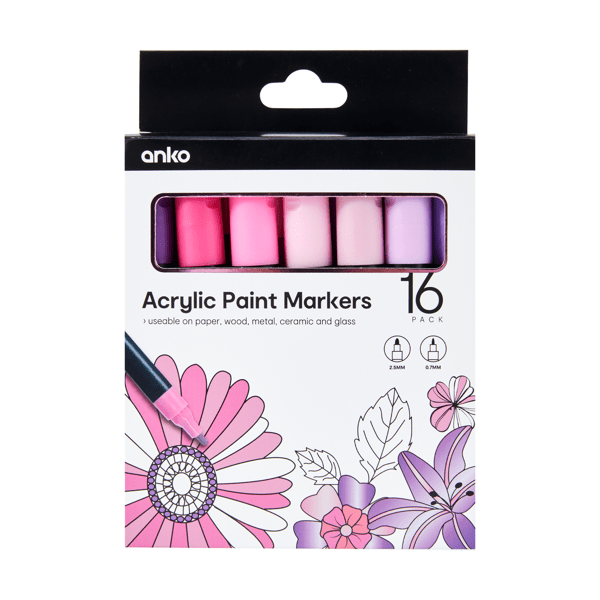 16 Pack Acrylic Paint Markers, Tonal Purple - Anko | Target Australia