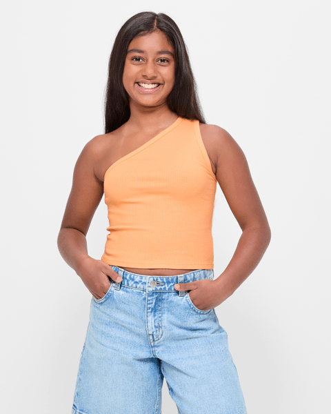 Australian Cotton One Shoulder Rib Tank | Target Australia