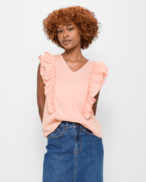 Petites Ruffle Detail V-Neck Top - Dannii Minogue | Target Australia