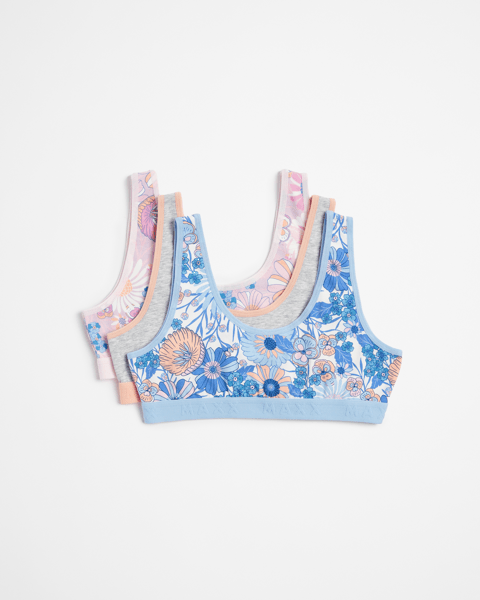 Girls Scoop Crop Tops 3 Pack - Maxx - Blue Floral | Target Australia