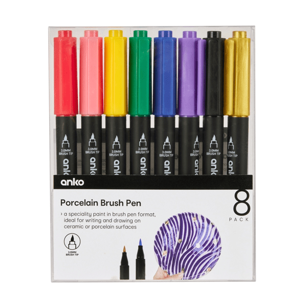 Porcelain Brush Pens, 8 Pack - Anko | Target Australia