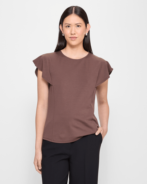 Jersey Flutter Sleeve Top - Preview | Target Australia
