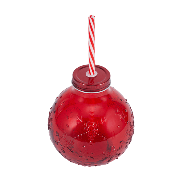 Red Bauble Drink Jar and Straw - Anko | Target Australia