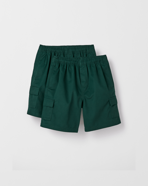Australian Cotton Blend 2 Pack School Drill Cargo Shorts - Bottle Green ...