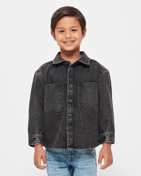 Heavy Denim Long Sleeve Shirt | Target Australia