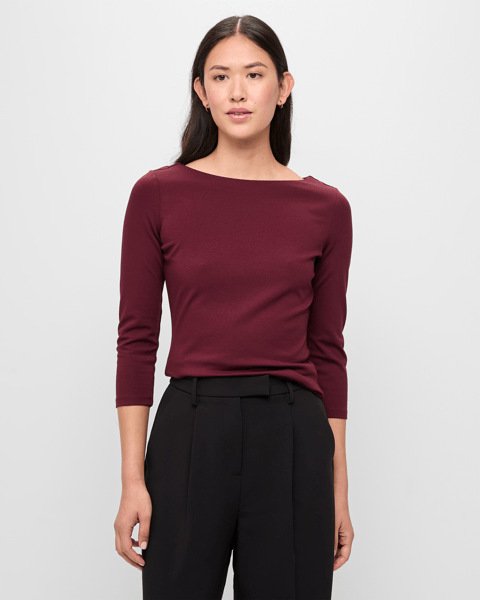 3/4 Sleeve Boat Neck Ponte Top - Preview | Target Australia