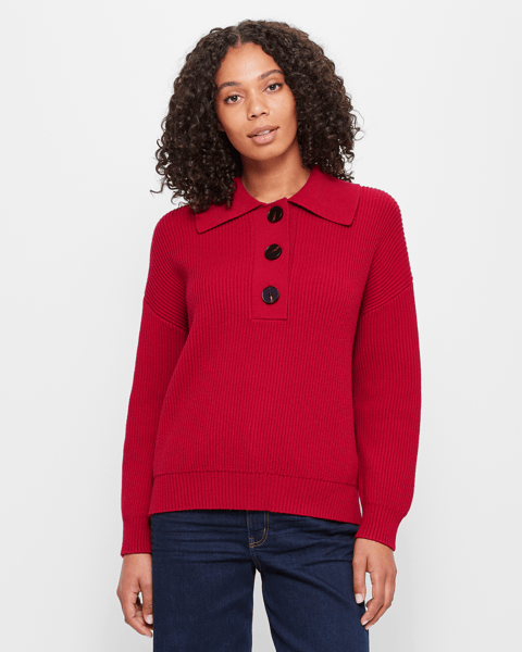 Half Button Knit Jumper | Target Australia