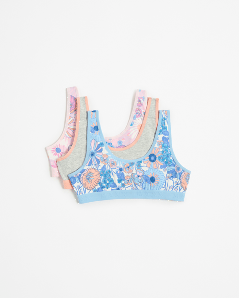 Girls Scoop Crop Tops 3 Pack - Maxx - Blue Floral | Target Australia