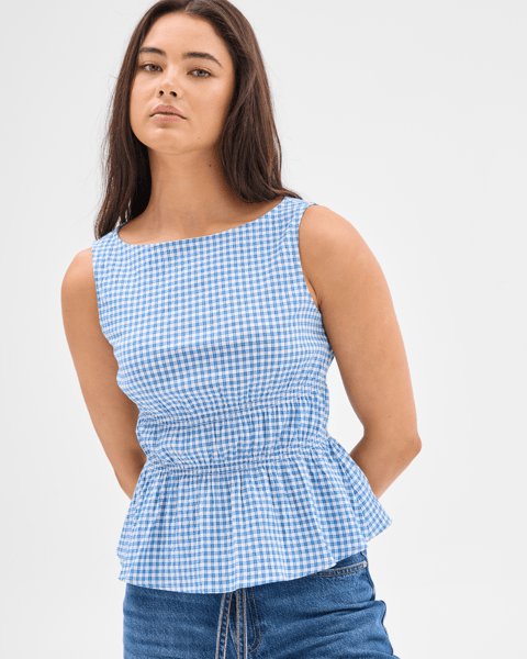 Australian Cotton Gingham Shirred Top - Lily Loves | Target Australia