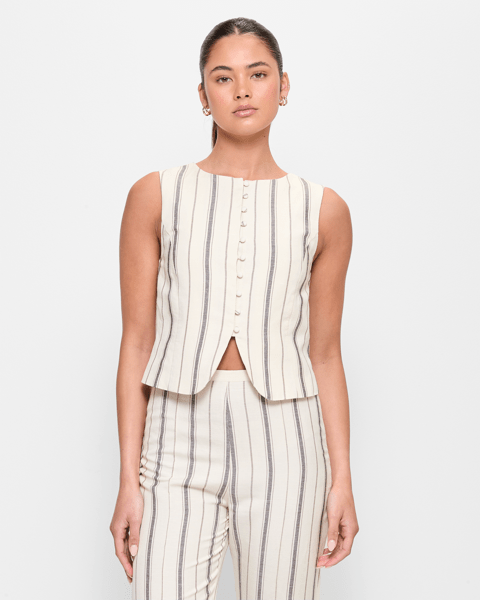 European Linen Blend Button Detail Vest - Lily Loves | Target Australia