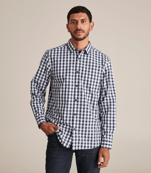 Gingham Print Poplin Long Sleeve Shirt | Target Australia
