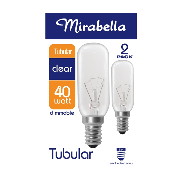 Mirabella E14 40W Tubular Dimmable Bulbs, Clear - 2 Pack | Target Australia