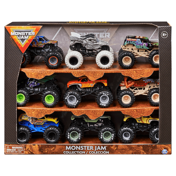 Monster Jam, Official 9-Pack of 1:64 Scale Die-Cast Monster Trucks ...