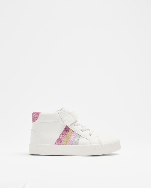 Girls Junior Hi Top Glitter Stripe Sneaker | Target Australia