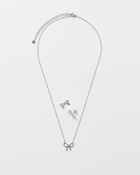 Waterproof 2 Pack Bow Jewellery Set - Silver | Target Australia