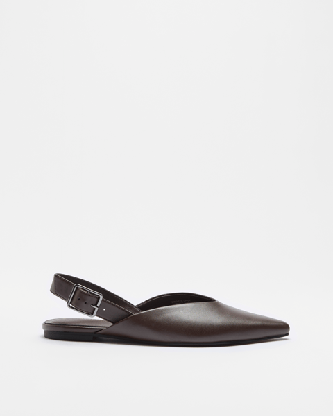 Womens Pointed Sling Back Flat - Bora - Chocolate | Target Australia