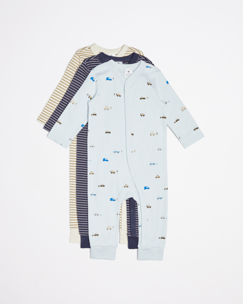 Baby Organic Cotton Snap Coveralls 3 Pack | Target Australia