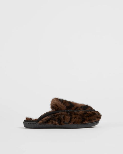 Fluffy Mule Scuff Slipper - Zuri - Leopard | Target Australia