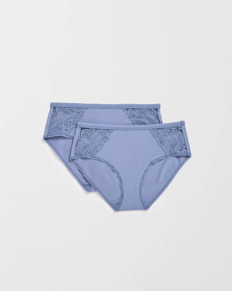 Australian Cotton and Lace 2 Pack Midi Briefs - Country Blue | Target ...