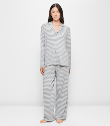 Soft Comfort Full Length Pyjama Set - Grey Stripe | Target Australia
