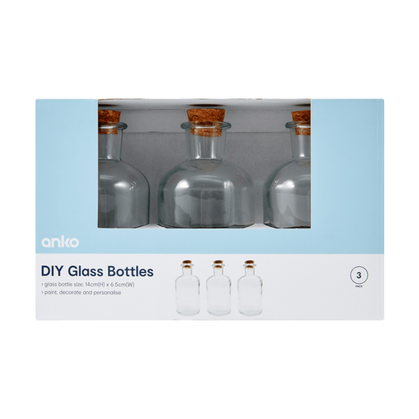 3 Pack DIY Glass Bottles - Anko | Target Australia