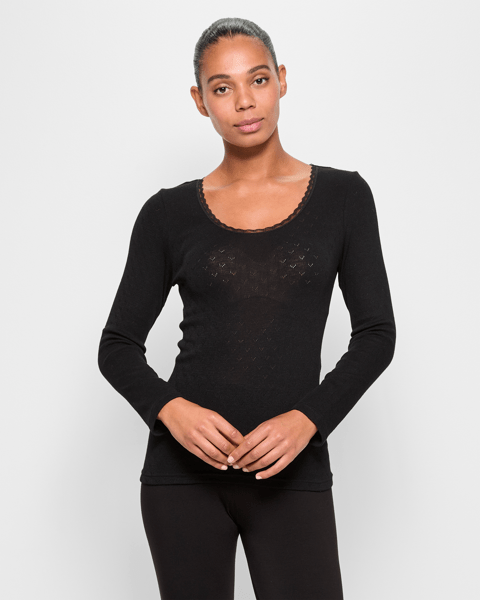 Pointelle Thermal Long Sleeve Top | Target Australia