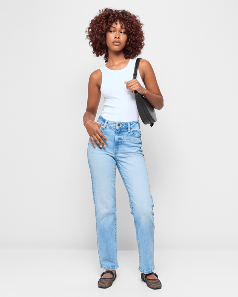 Petites Full Length Straight Cut Denim Jeans - Bella | Target Australia