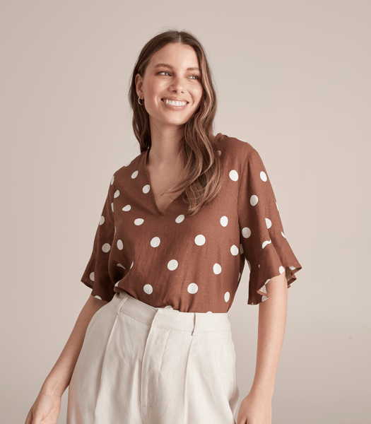Preview Queenie Woven V-Neck Shell Top | Target Australia