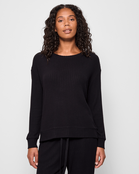 Cosy Rib Pyjama Sleep Top - Black | Target Australia