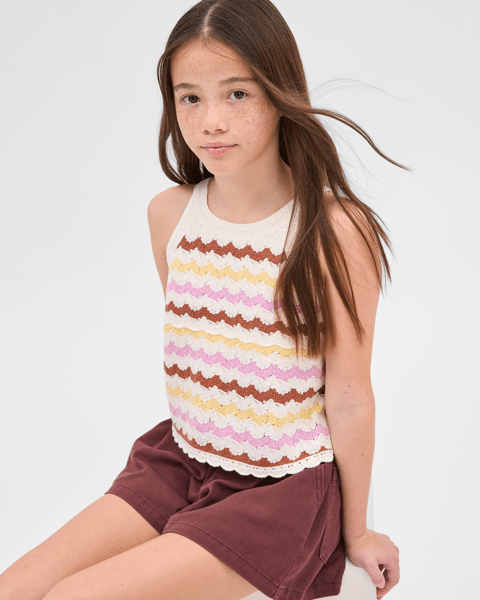 Australian Cotton Blend Crochet Knit Tank - Multi | Target Australia