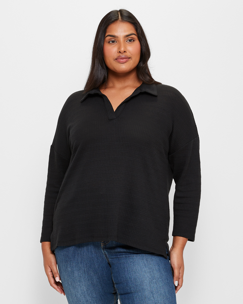 Plus Size Drop Shoulder Polo Top Target Australia