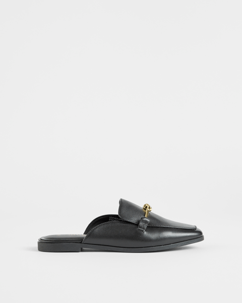 Womens Genuine Leather Loafer Mule - Maddy - Black | Target Australia