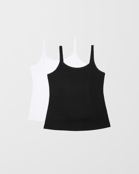 Australian Cotton 2 Pack Womens Lace Trim Cami - Black / White | Target ...
