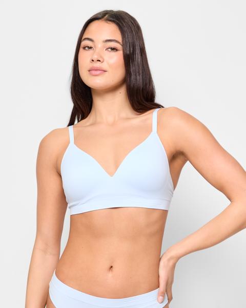 Seamfree Embossed Wirefree T-Shirt Crop Bra - Lily Loves - Heather Blue | Target Australia