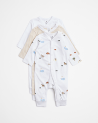 Baby Organic Cotton Coveralls 3 Pack - Farm | Target Australia