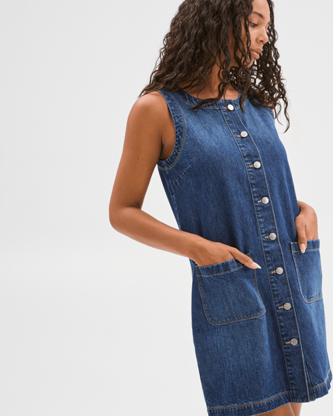Sleeveless Button Through Denim Mini Dress | Target Australia