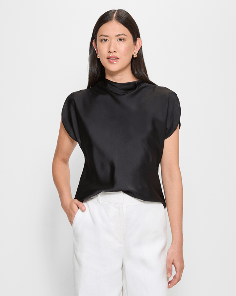 Sleeveless Satin Drape Neck Top - Preview | Target Australia