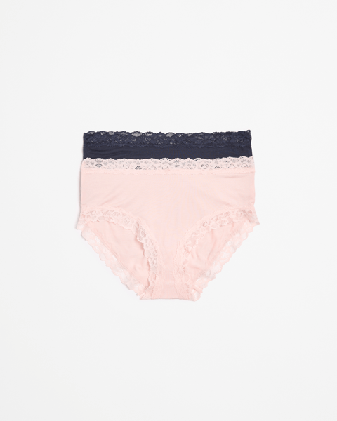 2 Pack Modal and Lace Midi Briefs - Graphite/Potpourri | Target Australia
