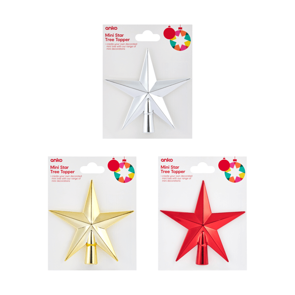 Mini Star Tree Topper, Assorted - Anko | Target Australia