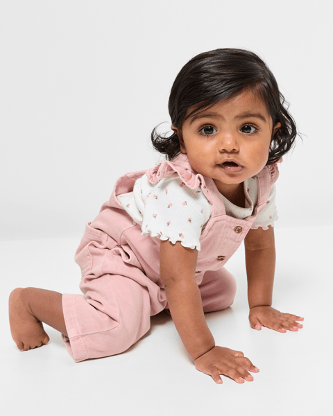 Baby Girls Denim Dungaree and Organic Cotton T-shirt 2 Piece Set ...