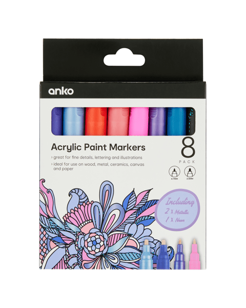 Anko 8 Pack Acrylic Paint Markers - Purple | Target Australia