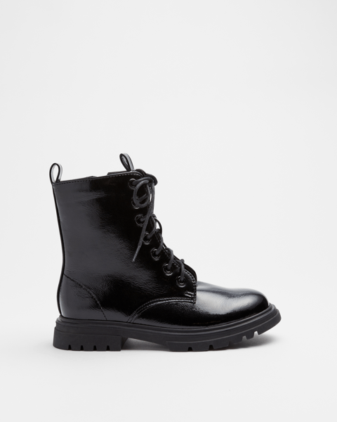 Girls Senior Patent Lace Up Boot | Target Australia