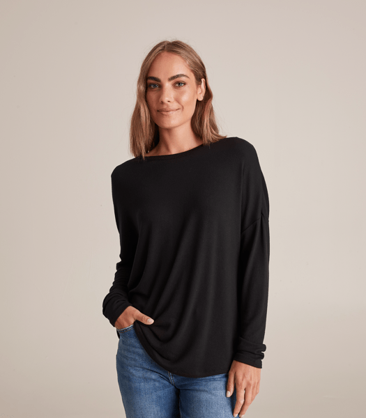 Drop Shoulder Long Sleeve Crew Neck T-Shirt | Target Australia