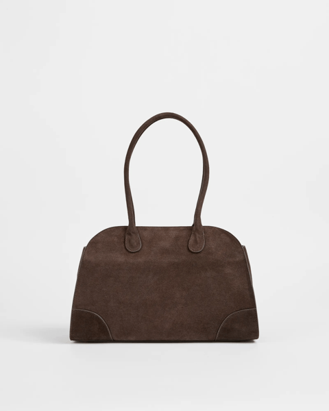 Premium Suede Leather Bowler Bag - Bitter Chocolate | Target Australia