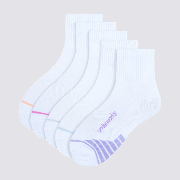 Underworks 5 Pack Sport Quarter Crew Socks - White | Target Australia