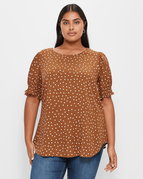 Plus Size Shirred Cuff Top | Target Australia