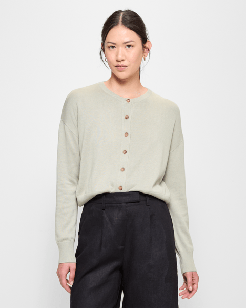 Long Sleeve Crew Neck Rib Cardigan - Preview | Target Australia