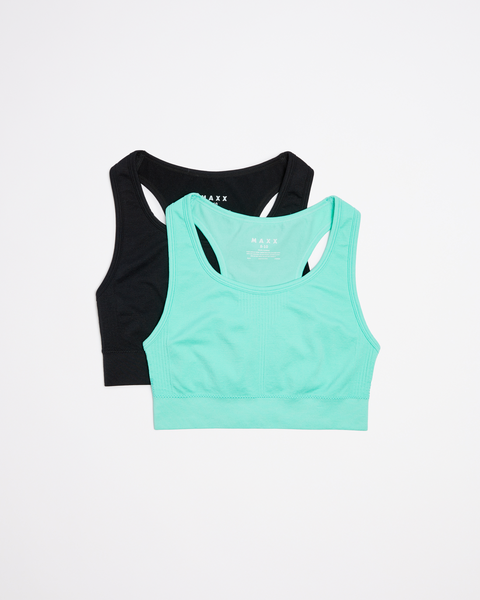 Girls Maxx Seamfree Active Crops 2 Pack Black Green Target Australia